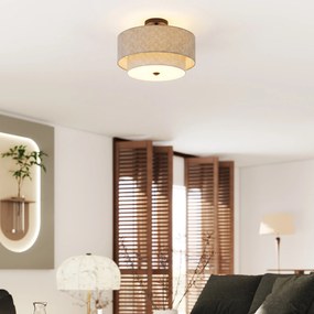 HOMCOM Stropní lampa, závěsná lampa s dvojitým stínidlem v lněném vzhledu, taupe
