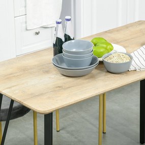 HOMCOM Průmyslový design jídlení stůl Velký zkosený vrch 120L x 60W x 75H cm Černé kovové nohy na vlásky světlá dýha MDF