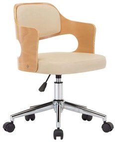 Otočná kancelářská židle krémová ohýbané dřevo a umělá kůže,  3054850 HangarStore.cz