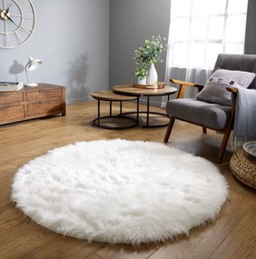 Flair Rugs koberce Kusový koberec Faux Fur Sheepskin Ivory kruh - 120x120 (průměr) kruh cm