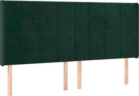 Box spring postel s matrací a LED tmavě zelená 160x200 cm samet 3139574