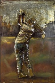 FALC Kovový obraz 3D Golfista 80 x 120 cm