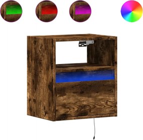 Nástěnný noční stolek s LED osvětlením kouřový dub 3307983
