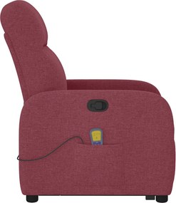 Zvedací masážní polohovací křeslo vínové textil 3302985