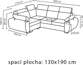 Sedací souprava BASTON | 210x260 cm | rozkládací + úložný prostor | VÝBĚR TKANIN