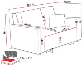 Rozkládací pohovka s úložným prostorem CHIAKY 1 - růžová