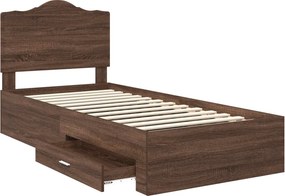 Rám postele se zásuvkou Hnědý dub 70 x 190 cm Kompozitní dřevo 3413672