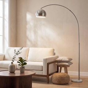 HOMCOM Stojací lampa, obloukový design s mramorovou základnou, 167 cm, stříbrná