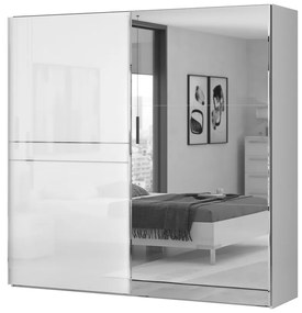 Dvoudveřová posuvná skříň Tiana se zrcadlem š.230cm-bílá - základní