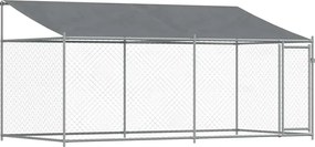 vidaXL Klec pro psy se střechou a dvířky šedá 4x2x2 m pozinkovaná ocel [3209568]