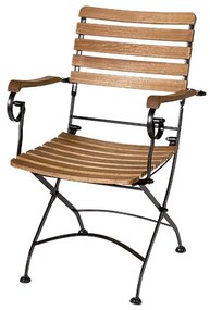 Sunfun Moni Zahradní židle s područkami, 55 × 57 × 88 cm, ocel, dřevo, přírodní