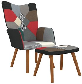 Relaxační křeslo se stoličkou patchwork textil 328196