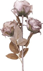 Fialková umělá květina růže s vintage nádechem - 83 cm