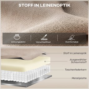 HOMCOM manuální polohovací křeslo, moderní, potah s lněným vzhledem, vysouvací opěrka nohou, područky, silné polstrování, polohuje až do 150°, nosnos…