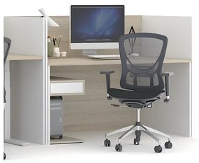 Sestava kancelářského stolu FUTURE s paravany, bílá/dub