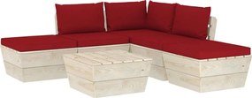 vidaXL 6dílná zahradní sedací souprava z palet + podušky smrkové dřevo [3063492] Barva: Červená