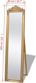 Volně stojící zrcadlo barokní styl 160 x 40 cm zlaté 243692
