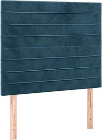 Box spring postel s matrací a LED tmavě modrá 80 x 200 cm samet 3136153