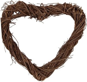 Přírodní hnědé proutěné srdce Woodly XS - 20*3*20 cm