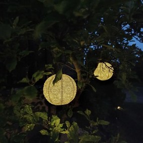 LED lampion solární bílý venkovní 30 cm, teple bílá, látkový papír