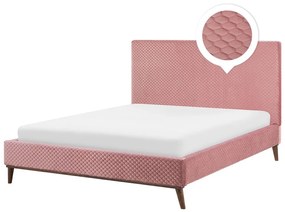 Čalouněná růžová postel 180x200 cm BAYONNE Beliani
