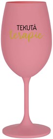 TEKUTÁ TERAPIE - růžová sklenice na víno 350 ml