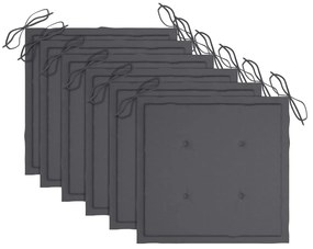 Podušky na zahradní židle - textil - 6 ks - antracitové | 40x40x4 cm