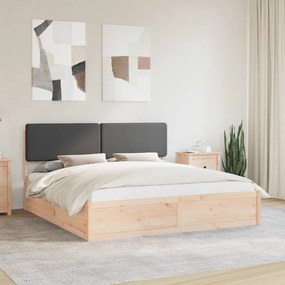 Rám postele s čalouněným čelem s čelo Tmavě šedá 200 x 200 cm 3398140