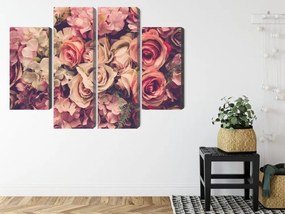 Vícedílný obraz Jemné Barevné 3D Květiny Nedostatek Nedostatek Přírodní plátno 160x120