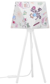 Dětská stolní lampa Diamond, 1x bílé textilní stínítko se vzorem