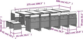 15dílný zahradní jídelní set s poduškami černý polyratan 3210630