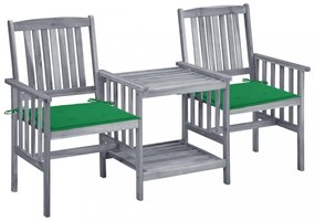 Zahradní židle se stolkem akácie / látka Dekorhome Tmavě zelená
