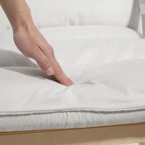 HOMCOM Moderní relaxační křeslo do ložnice s prohnutými opěrkami, polstrováním, sametové křeslo - 67 x 83 x 105 cm, krémové