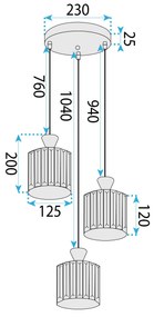 Toolight Závěsné osvětlení Modern D82 EBT025-3CP černé