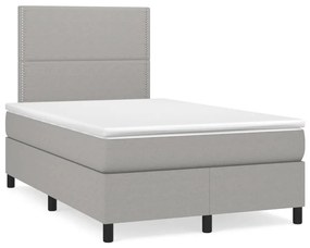 Box spring postel s matrací a LED světle šedá 120x190 cm textil