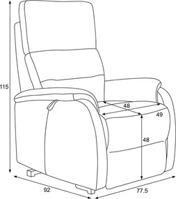 TV křeslo OLIVER s elektrickým polohováním — 4 motory, látka, černá, nosnost 150 kg