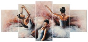 Gario Ručně malovaný obraz Nádherné baletky - 5 dílný Rozměry: 150 x 70 cm
