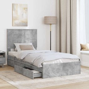 Postel s úložným prostorem s čelo Betonově šedá 90 x 190 cm 3409590