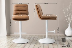 Sada 2 barových židlí Damar umělá kůže bílá konstrukce – světle hnědá
