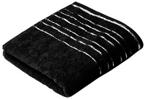 Praktik Froté ručník ZARA, černý s proužkovanou bordurou, 50x100cm