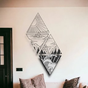 Příroda v trojúhelníku 3 - kovový obraz na zeď Velikost: 200cm, Barva: Black