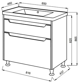 Lavedo Valencia Trio grey 85 koupelnová skříňka s umyvadlem