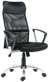 Kancelářská židle TENNESSEE síťovina, látka a koženka, černá, kov chrom