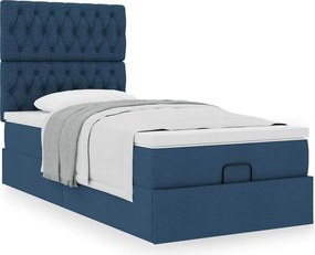 Osmanský postel s matrací modrá 100x200 cm textil 3313222