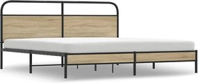 Kovový rám postele bez matrace kouřový dub 200 x 200 cm 3318672