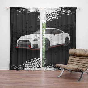 Sablio Závěs Nissan GTR 35 Černý: 2ks 140x250cm
