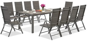 Zahradní nábytek Garden Point z šedého hliníku s velkým stolem Polywood Verona pro 10 osob