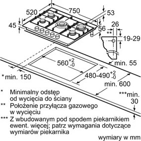 PCQ7A5I90 inox / Plynová varná deska / 75 cm