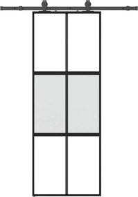 Posuvné dveře se sadou kování černé 76x205 cm Tvrzené sklo 3375915