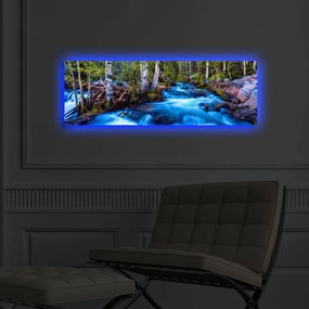 Obraz s LED osvětlením KRAJINA S POTOKEM 38 30 x 90 cm